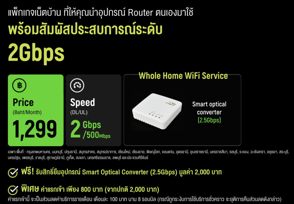 เน็ตบ้าน 2 Gbps จัดเต็มทุกค่าย ตั้งแต่ความเร็วยันความบันเทิง