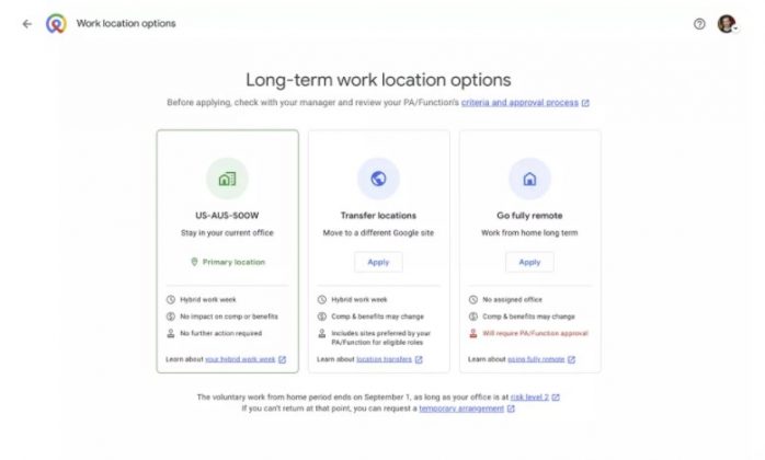 Google ให้พนักงานเลือกรูปแบบการทำงานได้ แต่รายได้อาจลดลง