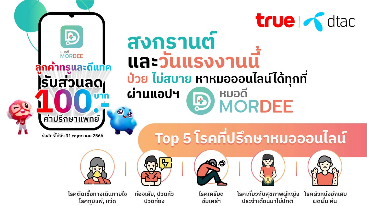True นำเทคโนโลยีดิจิทัลดูแลสุขภาพคนไทย ในช่วงวันหยุด พบหมอออนไลน์ได้ที่แอป MorDee | Brand Inside