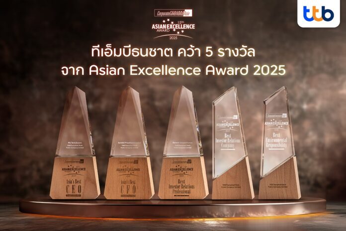 ทีทีบี คว้า 5 รางวัลยอดเยี่ยม เวที Asian Excellence Award 2025 | Brand Inside